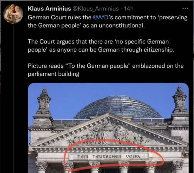 Klaus Arminius @Klaus Arminius German Court rules the @AfD's commitment ...