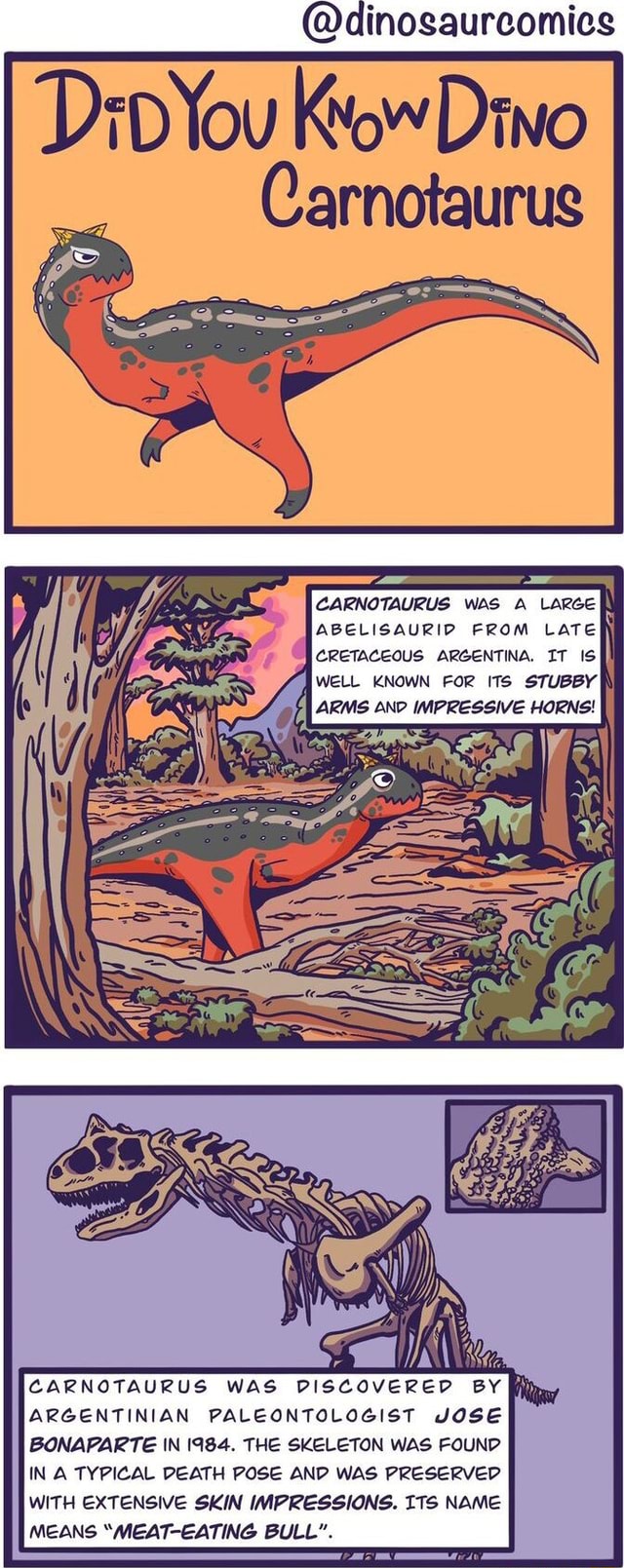 @dinosaurcomics DidYou Dino Carnotaurus CARNOTAURUS WAS A ABELISAURID ...