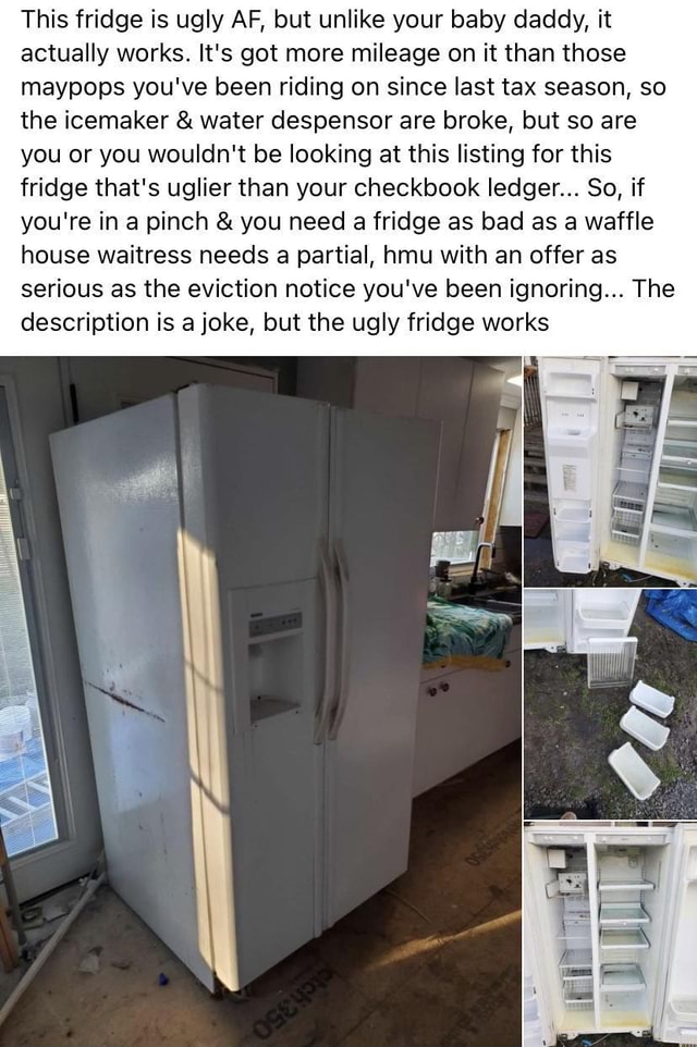 This fridge is ugly AF, but unlike your baby daddy, it actually works ...
