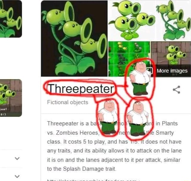 More images Fictional in Plants Threepeater is ba vs. Zombies Heroes ...