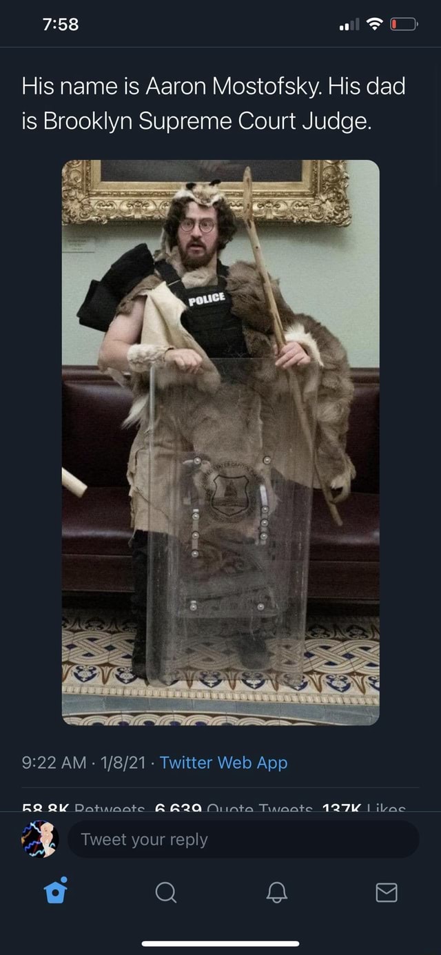 All His name is Aaron Mostofsky. His dad is Brooklyn Supreme Court ...