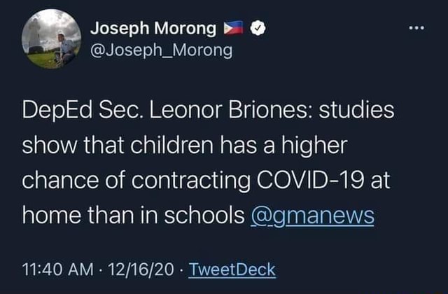 Joseph Morong " @ DepEd Sec. Leonor Briones: studies show that children ...