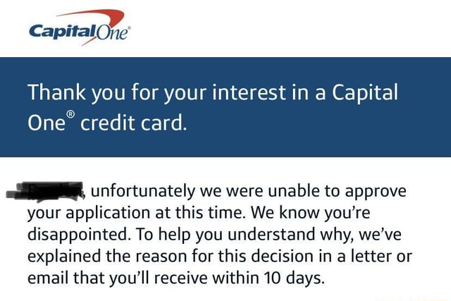 CapitalOne Thank you for your interest in a Capital One' credit card ...