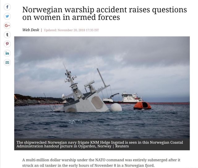 Norwegian warship accident raises questions on women in armed forces ...