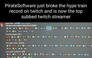 PirateSoftware just broke the hype train record on twitch and is now ...