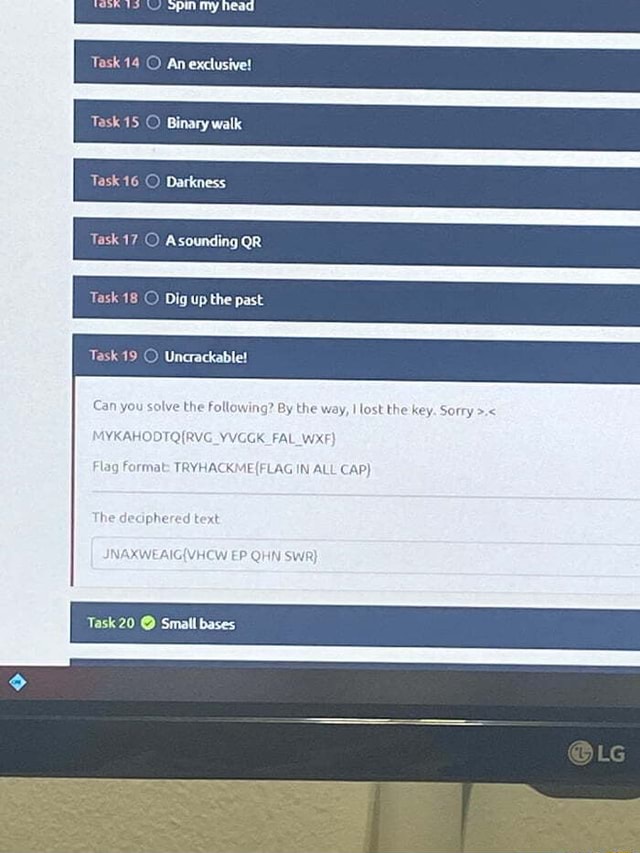 Task 14 O An exclusive! Task 15 Binary walk Task 16 Darkness Task 17 ...