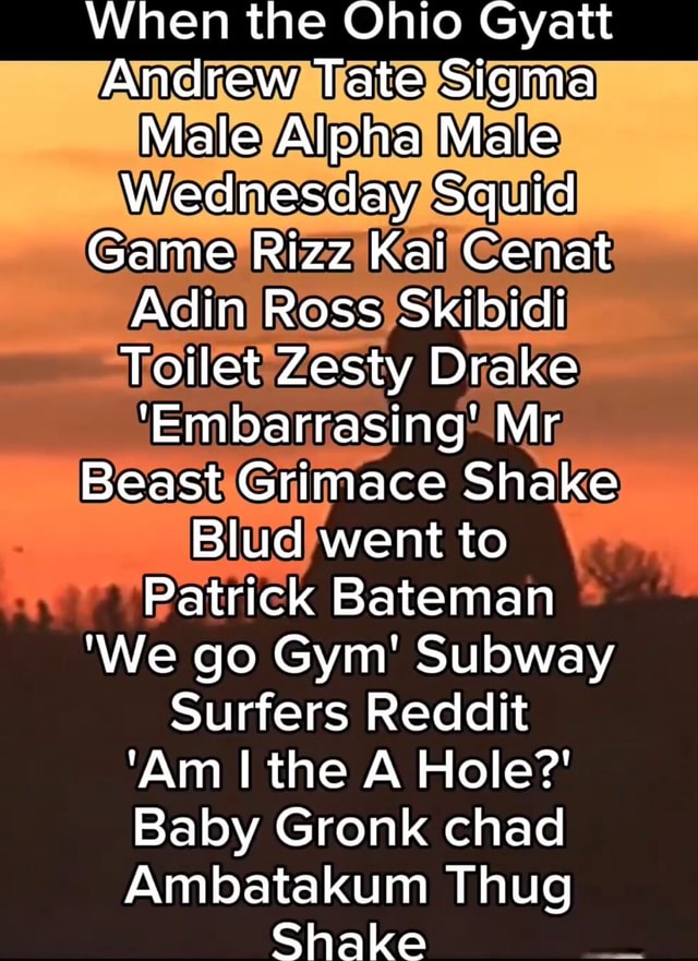When the Ohio Gyait Andrew Tate Sigma Male Alpha Male Wednesday Squid ...