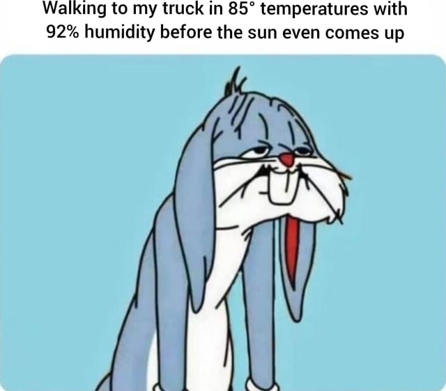 Walking to my truck in temperatures with 92% humidity before the sun ...