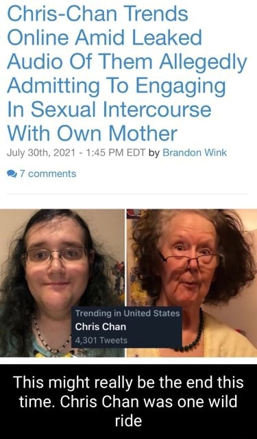 Chris-Chan Trends Online Amid Leaked Audio Of Them Allegedly Admitting ...