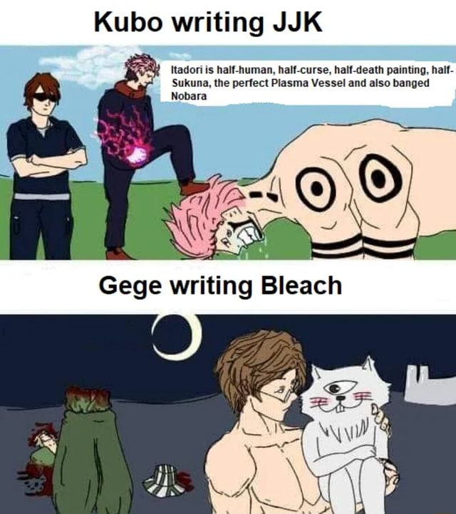 Kubo writing JJK Itadori is half-human, half-curse, half -death ...