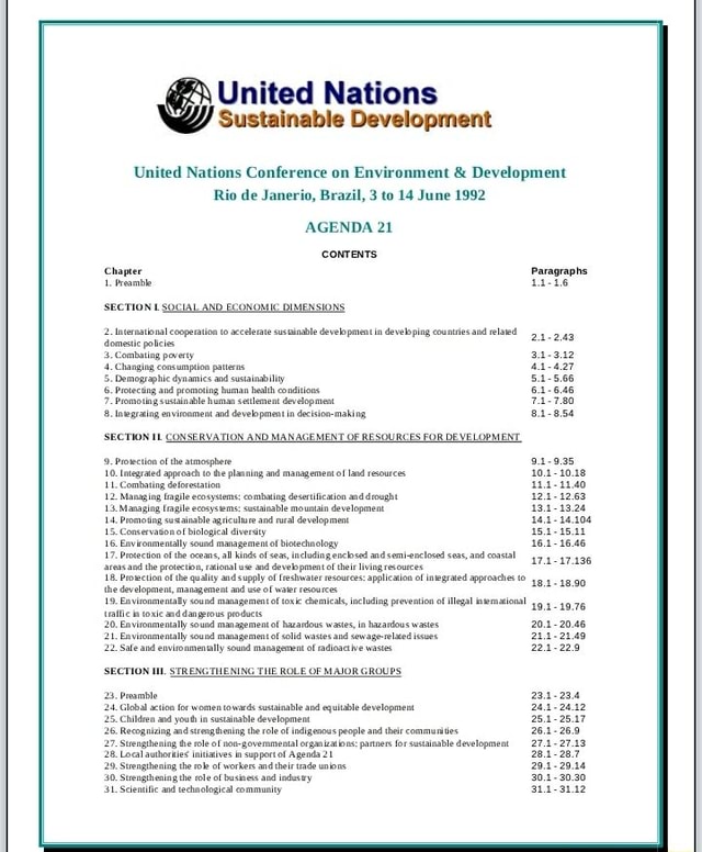 United Nations Sustainable Development United Nations Conference on ...