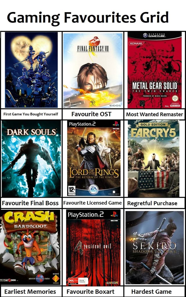 Gaming Favourites Grid BEAR Favourite OST Most Wanted Remaster ...