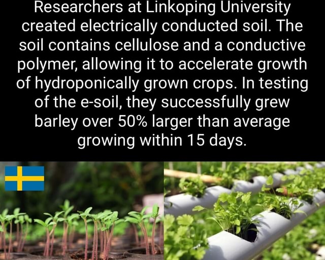 Researchers at Linkoping University created electrically conducted soil ...