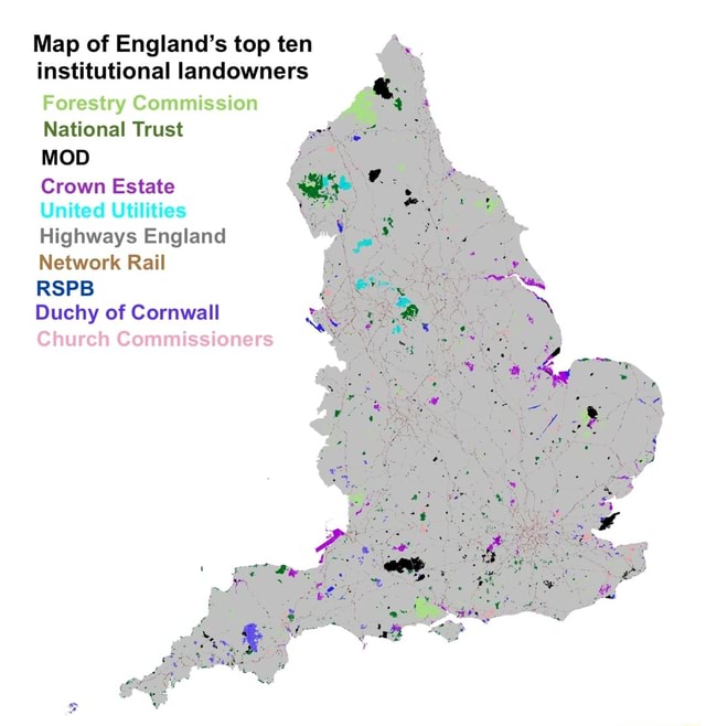 Map of England's top ten institutional landowners Forestry Commission ...