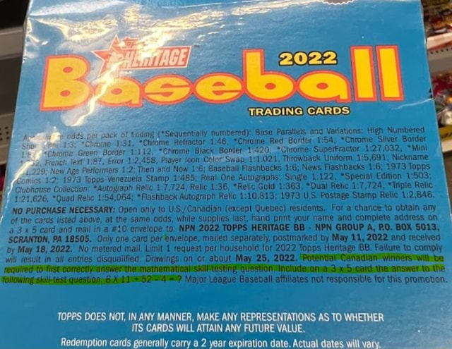 Was browsing the baseball card section and noticed that the Canadian ...