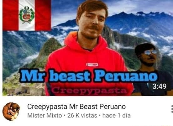Beast Creepypasta Mr Beast Peruano Mister Mixto 26 K vistas hace 1 dia ...