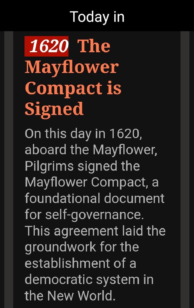 Today in 1620 The Mayflower Compact is Signed On this day in 1620 ...
