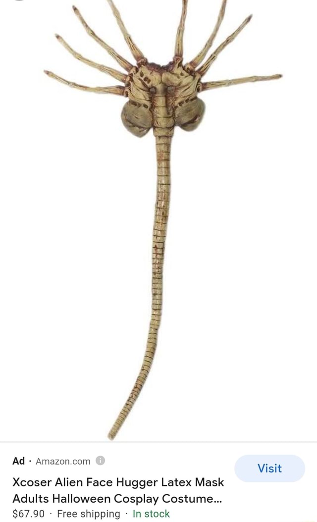 Ad Visit Xcoser Alien Face Hugger Latex Mask Adults Halloween Cosplay ...