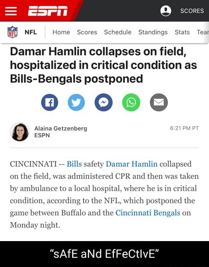 Meme Damar Hamlin collapses on field, hospitalized in critical ...