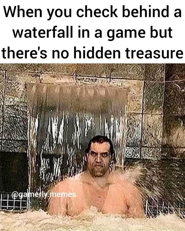 Video Gaming Meme - When you check behind a waterfall in a game but ...