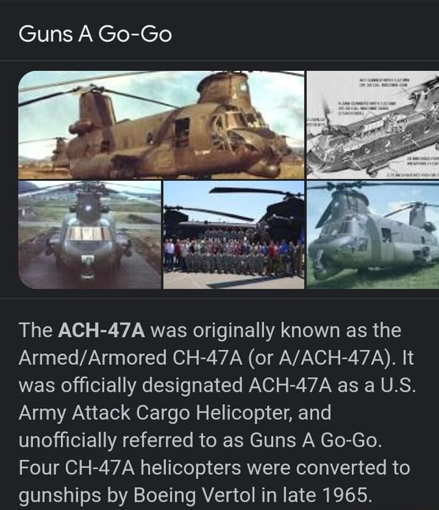 Guns A Go-Go The ACH-47A was originally known as the CH-47A (or It was ...