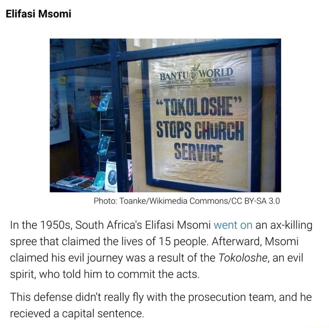 Elifasi Msomi Photo: BY-SA 3.0 In the 1950s, South Africa's Elifasi ...