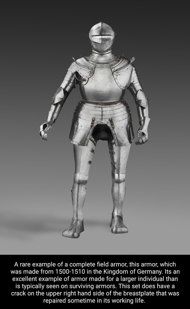 A rare example of a complete field armor, this armor, which was made ...