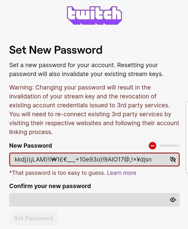 Set New Password Set a new password for your account. Resetting your ...