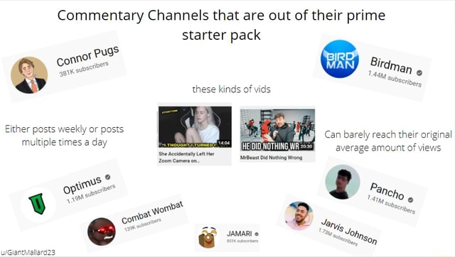 Commentary Channels that are out of their prime starter pack or pugs D ...