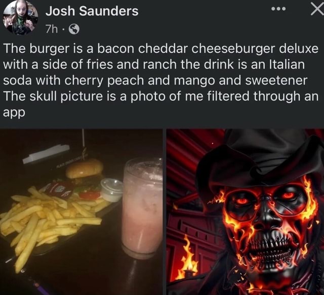 Josh Saunders The burger is a bacon cheddar cheeseburger deluxe with a ...