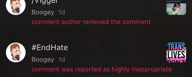 He some she Ijut threw Boogey comment author removed the comment # ...