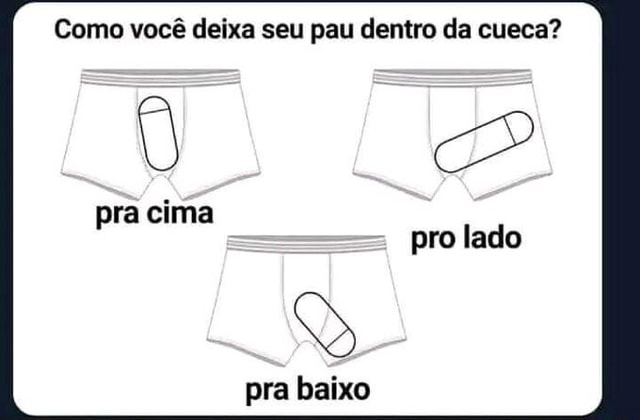 Como você deixa seu pau dentro da cueca? pra cima pro lado pra baixo - iFunny Brazil