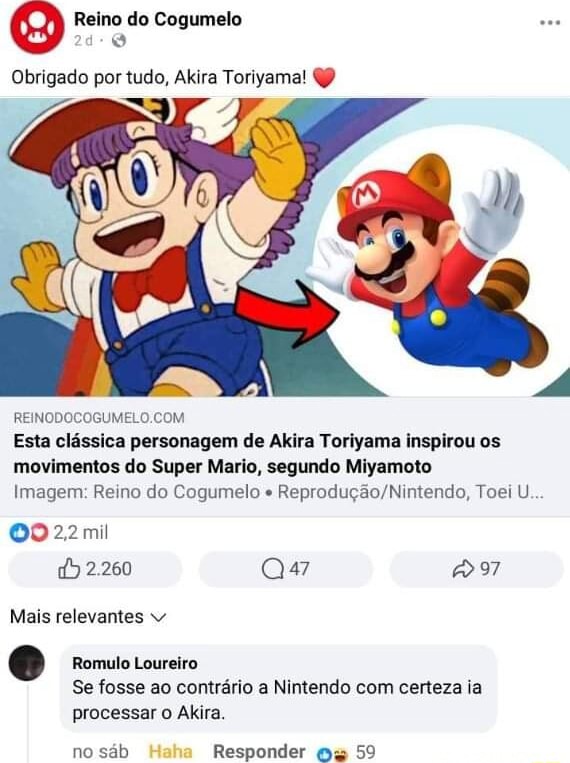 Q Reino do Cogumelo Obrigado por tudo, Akira Toriyama! Esta clássica ...