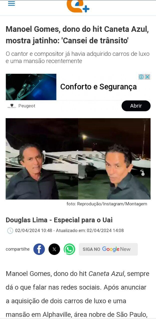 Manoel Gomes Dono Do Hit Caneta Azul Mostra Jatinho Cansei De