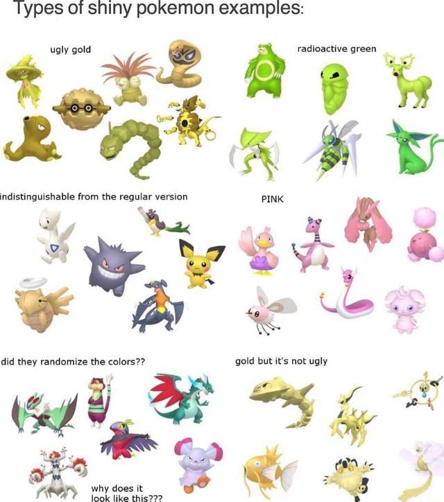 Types of shiny pokemon examples: ugly gold radioactive green On ...