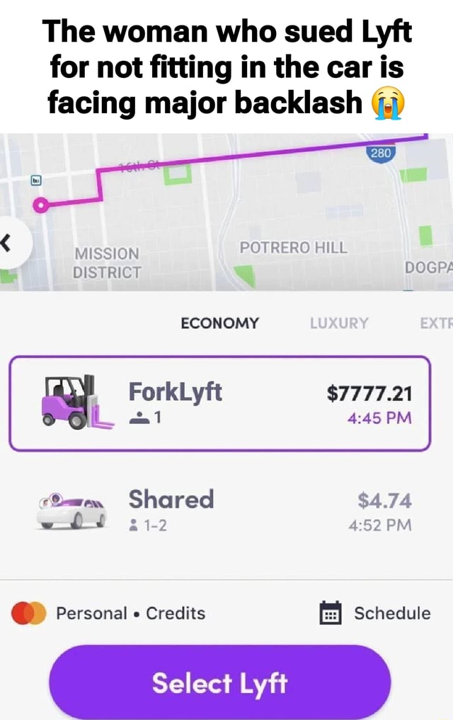 The woman who sued Lyft for not fitting in the car is facing major ...