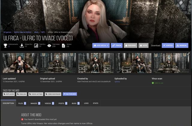 All games / Skyrim Special Edition / Mods / NPC / Ulfrica - Ulfric to ...