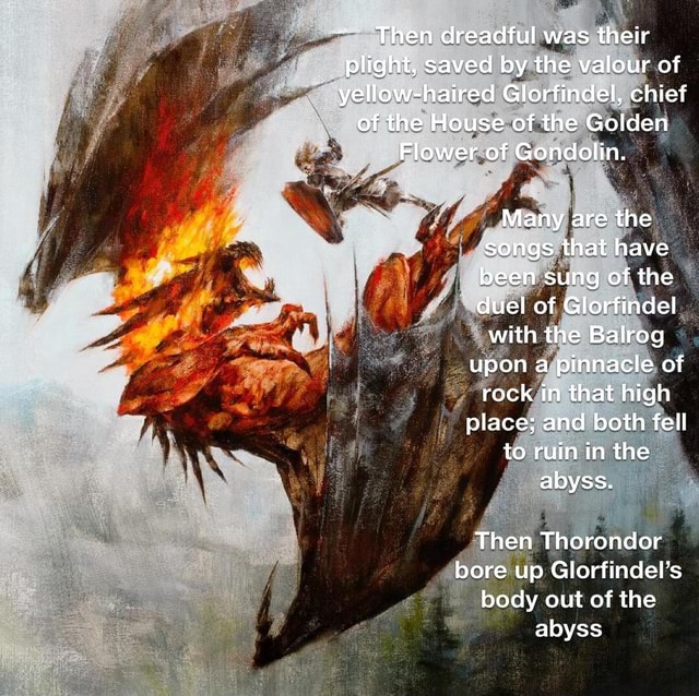 The Silmarillion: Glorfindel vs the Balrog - Then dreadful was their ...