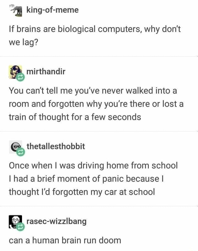 King-of-meme If brains are biological computers, why don't we lag? You ...