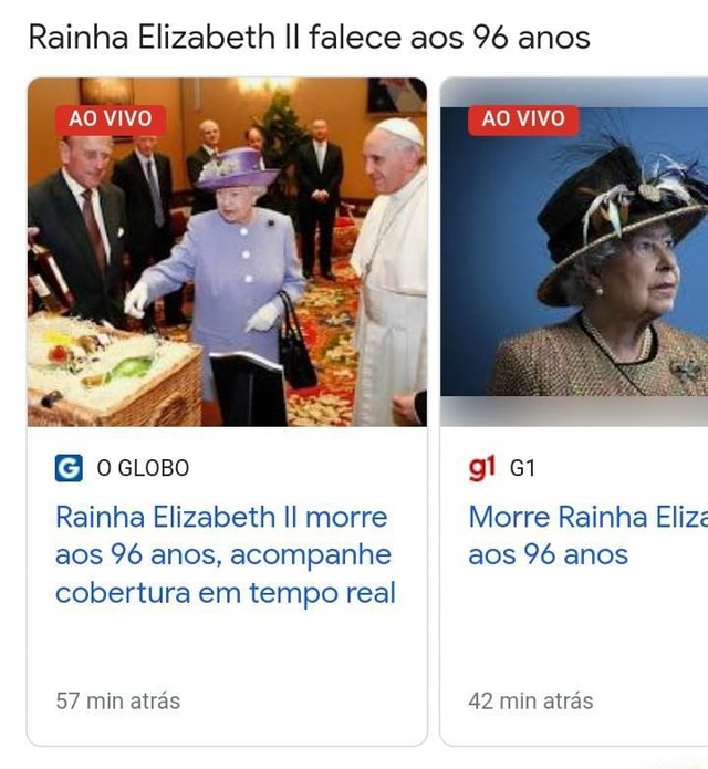 Rainha Elizabeth Il falece aos 96 anos vivo (BB GLOBO Rainha Elizabeth ...
