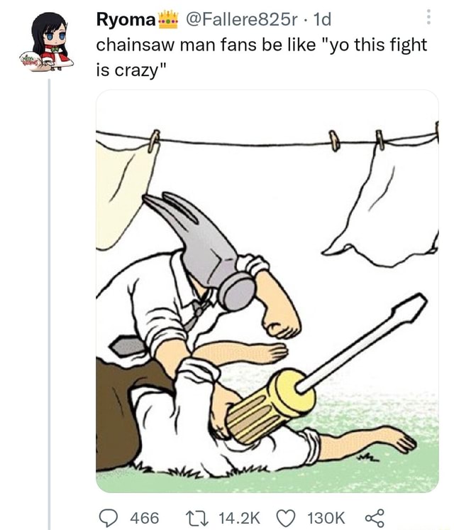 Ryoma## @Fallere825r chainsaw man fans be like "yo this fight is crazy ...