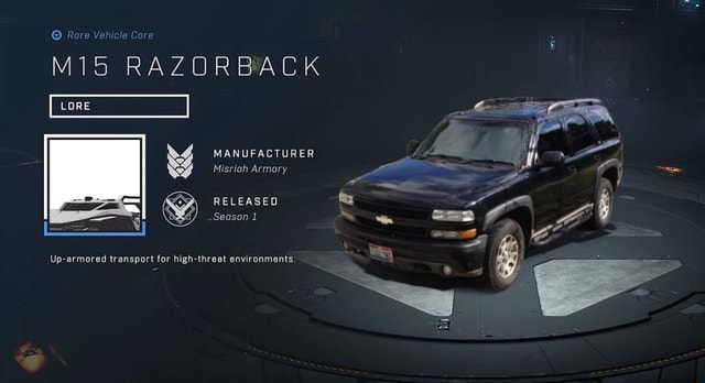 Rare Vehicle Core RAZORBACK LORE MANUFACTURER Misriah Armory RELEASED ...