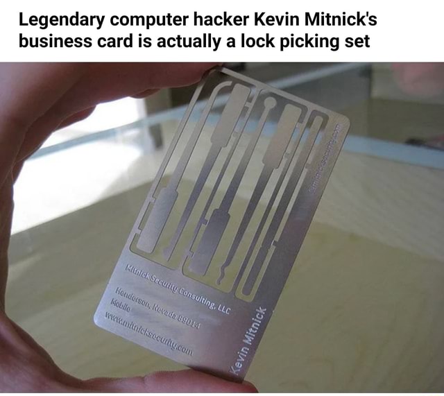 Legendary computer hacker Kevin Mitnick's business card is actually a ...