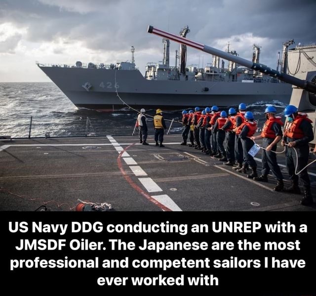 SA US Navy DDG conducting an UNREP with a JMSDF Oiler. The Japanese are ...
