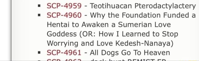 SCP-4959 - Teotihuacan Pterodactylactery SCP-4960 - Why the Foundation ...