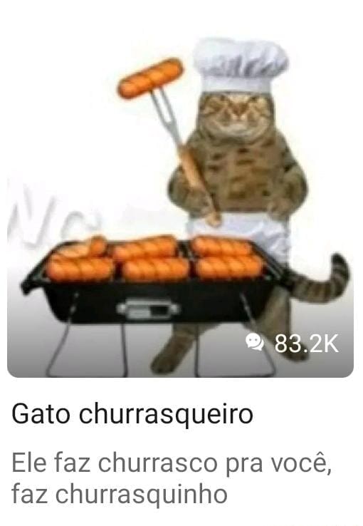 Gato churrasqueiro Ele faz churrasco pra você, faz churrasquinho ...