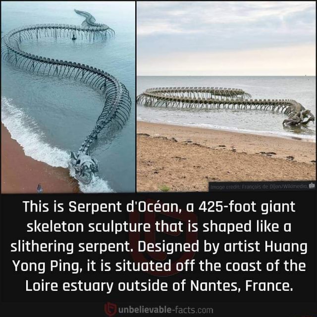 This is Serpent d'Ocean, a 425-foot giant skeleton sculpture that is ...