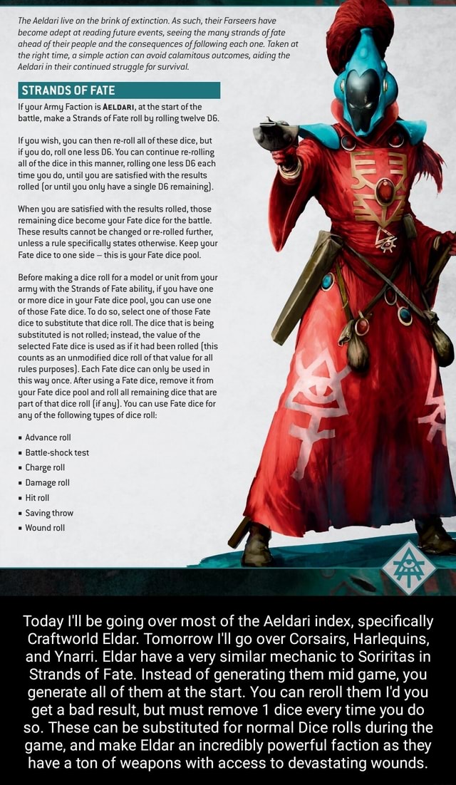 The Aeldari live on the brink of extinction. As such, their Farseers ...