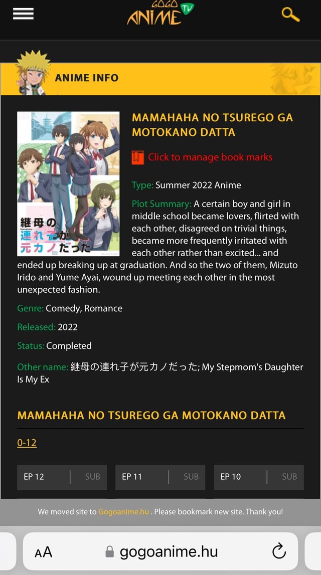 GOGO ANIME ANIME INFO MAMAHAHA NO TSUREGO GA MOTOKANO DATTA Type ...