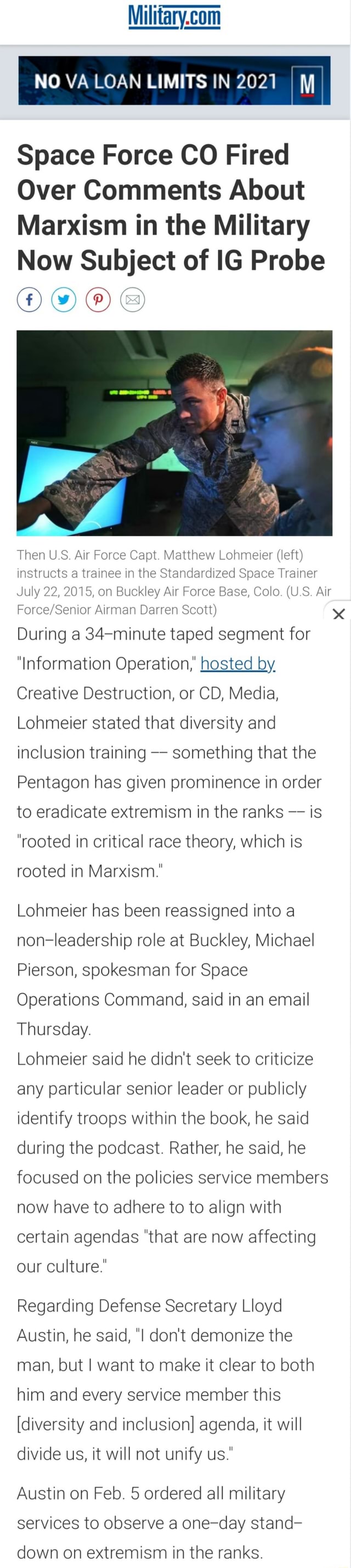 NO VA LOAN LIMITS IN 2021 I [ff Space Force CO Fired Over Comments About Marxism in the Military ...